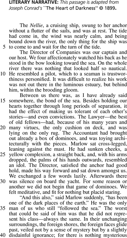 ACT Reading Practice Test 117: Literary Narrative - The Heart of ...