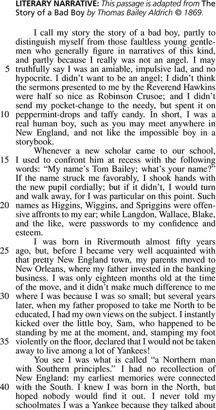 ACT Reading Practice Test 125: Literary Narrative - The Story of a Bad ...